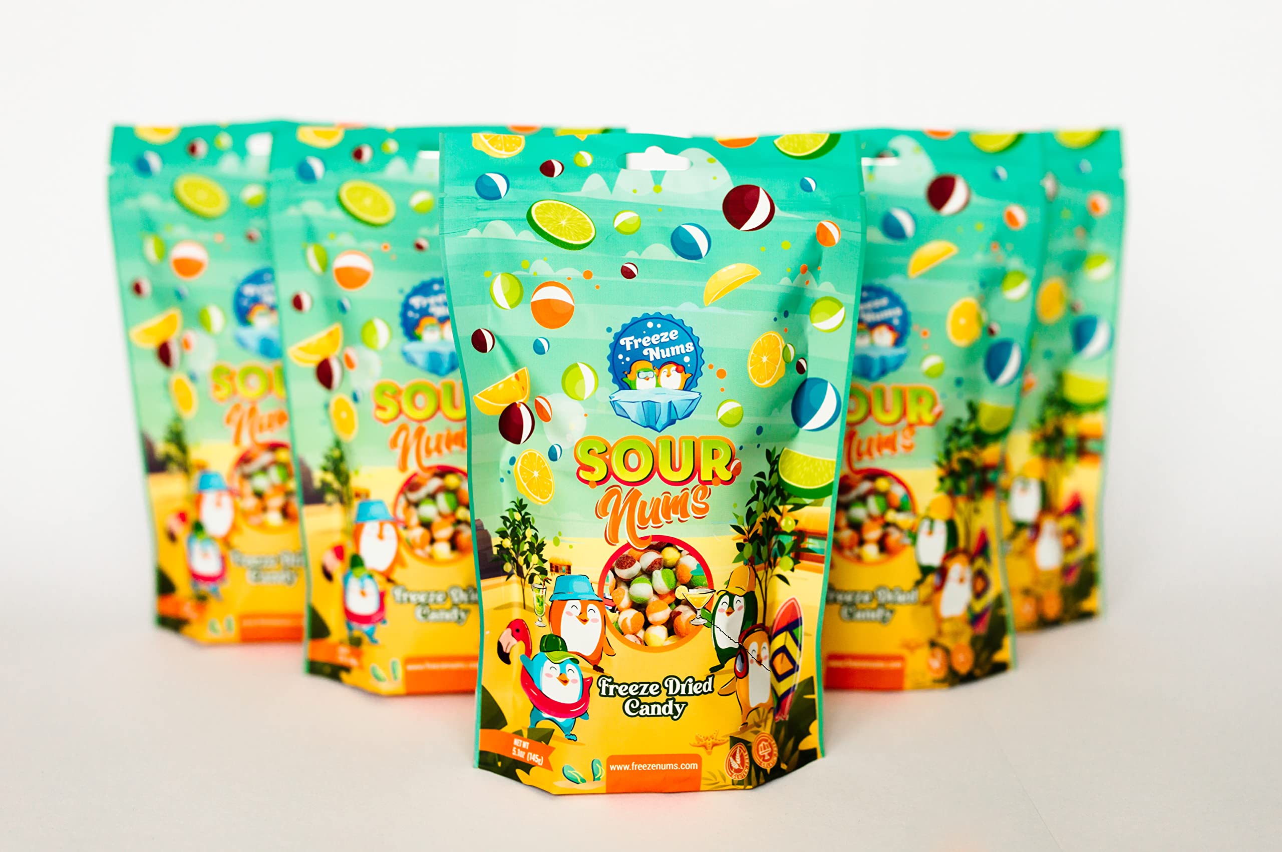 Sour Nums 5.1 Ounce Bag - Freeze Dried Candy - Sour Fruit Flavor - Gluten Free, Premium Quality