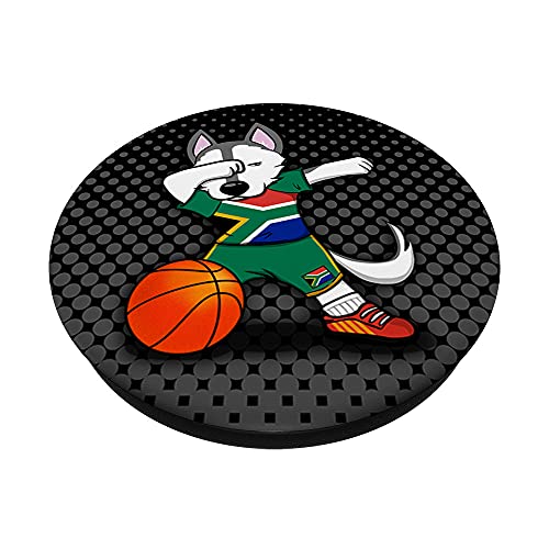Dabbing Husky Dog South Africa Basketball Fans Jersey Flag PopSockets PopGrip: Swappable Grip for Phones & Tablets
