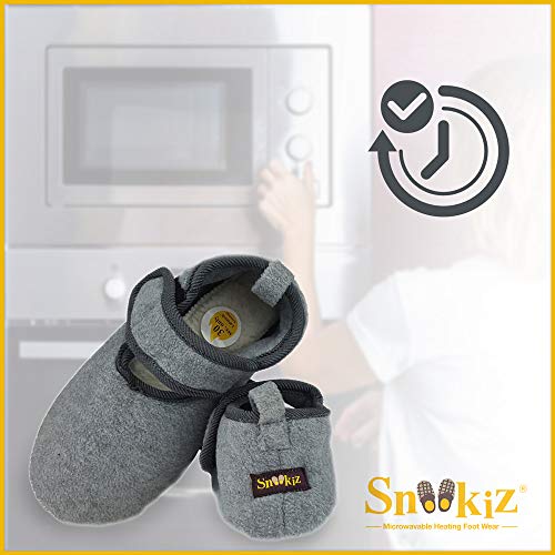 Snook-Ease Mary Jane Style Heated Slippers - Thick Warm Winter Feet Warmers with Microwavable Heatable Inserts β Heated Slippers Foot Heater for Cold feet β Heated Foot Warmers (Grey, Women 6-10)