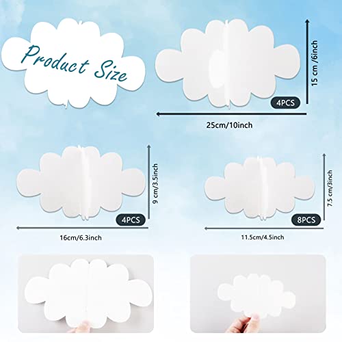 16 Pcs 3D Cloud Decorations Hanging Clouds for Ceiling Artificial Clouds Props Fake Cloud Ornaments Wall Decor Clouds Imitation Decorations Baby Shower Ceiling Party Nursery Children Room Art Wedding