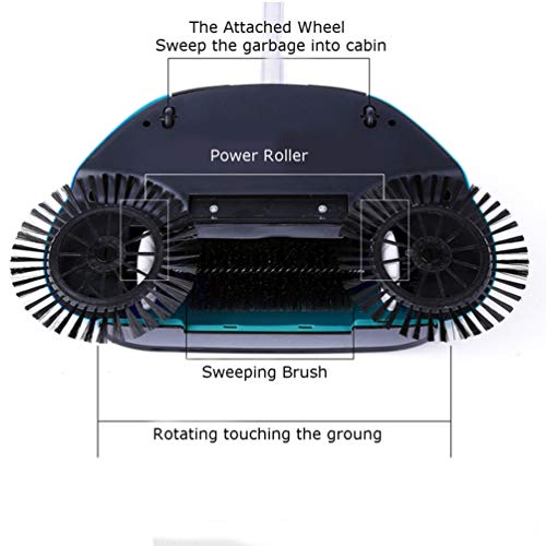IMIKEYA Push Sweeper Floor Carpet Sweeper Manual Sweeper Cleaner 360° Rotating Floor Cleaning Mop for Home (Blue)