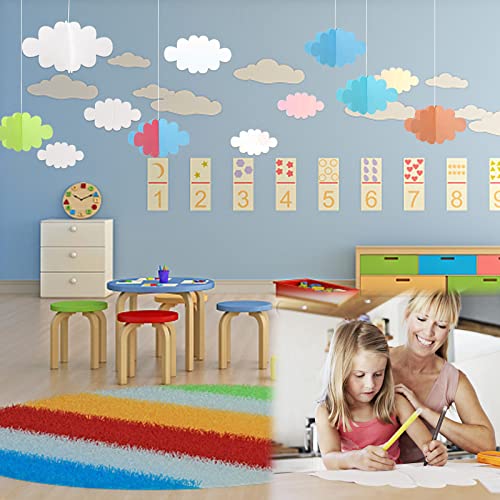16 Pcs 3D Cloud Decorations Hanging Clouds for Ceiling Artificial Clouds Props Fake Cloud Ornaments Wall Decor Clouds Imitation Decorations Baby Shower Ceiling Party Nursery Children Room Art Wedding