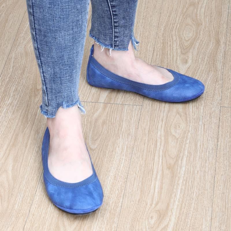 YNY Yosi New York Nina Foldable Ballet Flat in Royal Blue PETA-Approved Vegan Leather Royal Blue / 6