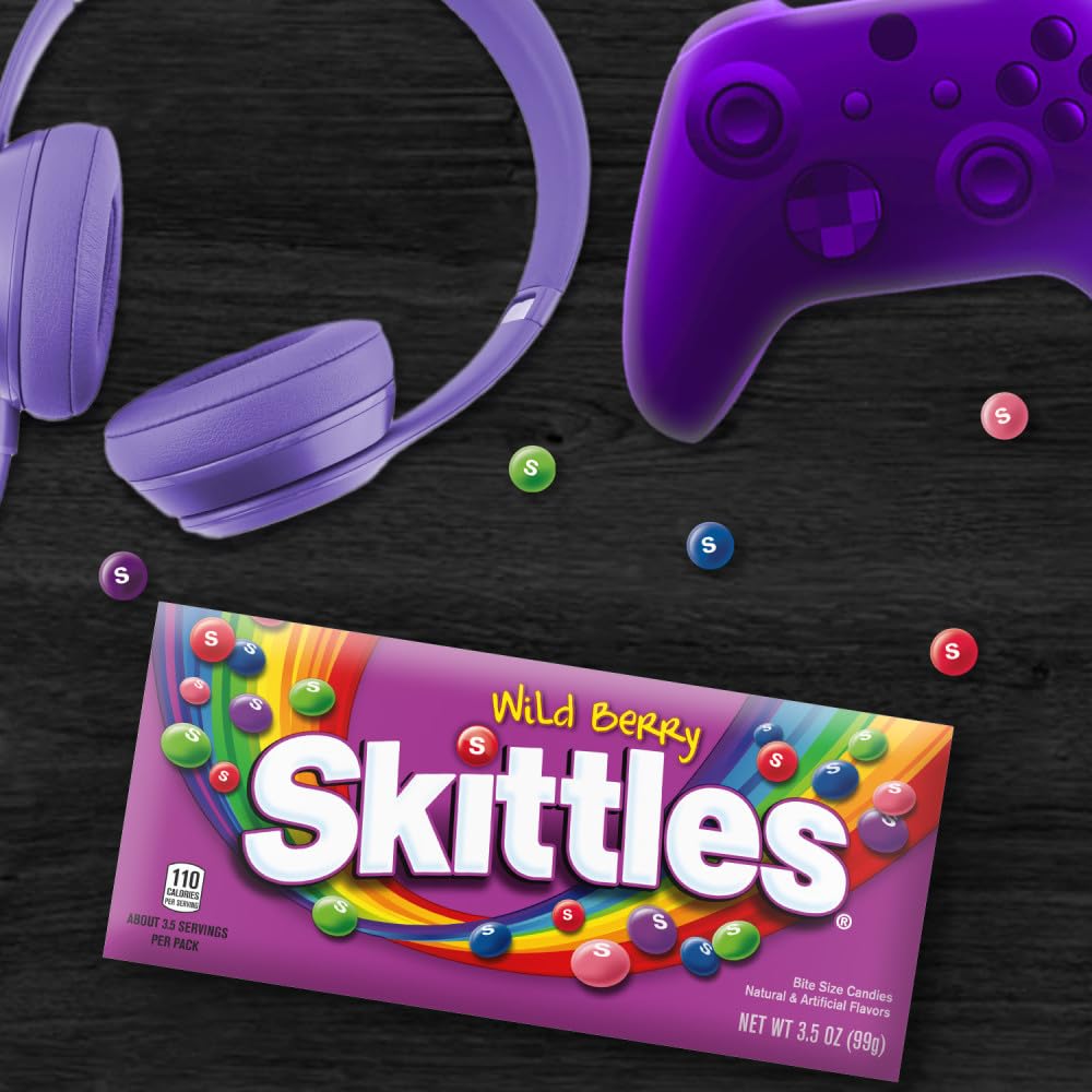 SKITTLES Wild Berry Chewy Candy Theater Box, 3.5 oz Box (Pack of 12)
