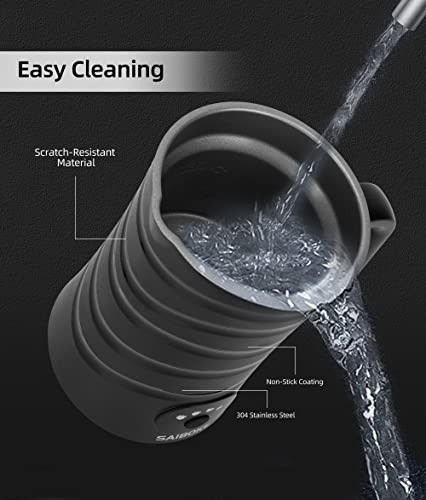 Milk Frother, SAIBOKE 4-in-1 Electric Milk Steamer,Automatic Hot & Cold Foam Maker, 8.8oz/260ml Milk Warmer for Latte, Cappuccinos, Macchiato. Ultra-Quiet Working & Automatic Shut Off