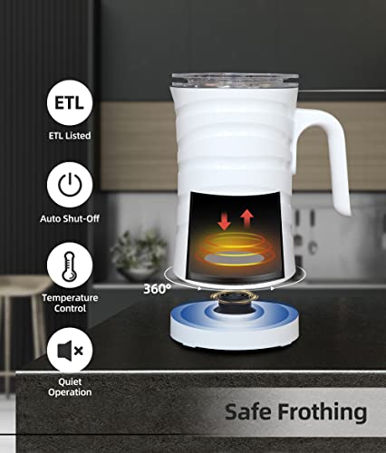 Milk Frother, SAIBOKE 4-in-1 Electric Milk Steamer,Automatic Hot & Cold Foam Maker, 8.8oz/260ml Milk Warmer for Latte, Cappuccinos, Macchiato. Ultra-Quiet Working & Automatic Shut Off