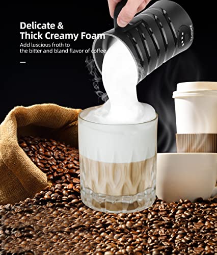 Milk Frother, SAIBOKE 4-in-1 Electric Milk Steamer,Automatic Hot & Cold Foam Maker, 8.8oz/260ml Milk Warmer for Latte, Cappuccinos, Macchiato. Ultra-Quiet Working & Automatic Shut Off
