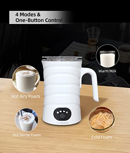 Milk Frother, SAIBOKE 4-in-1 Electric Milk Steamer,Automatic Hot & Cold Foam Maker, 8.8oz/260ml Milk Warmer for Latte, Cappuccinos, Macchiato. Ultra-Quiet Working & Automatic Shut Off