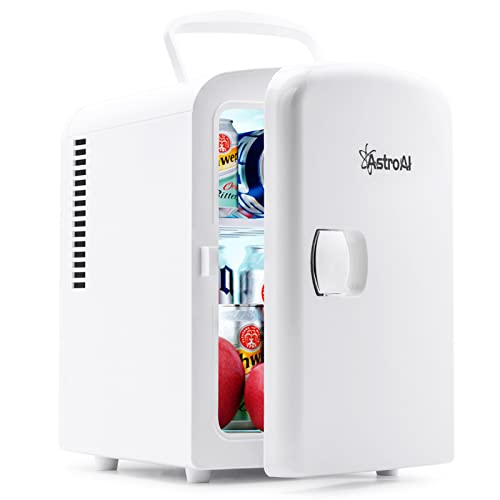 AstroAI Mini Fridge, 4 Liter/6 Can AC/DC Portable Thermoelectric Cooler and Warmer Refrigerators for Skincare, Beverage, Home, Office and Car, ETL Listed (White)