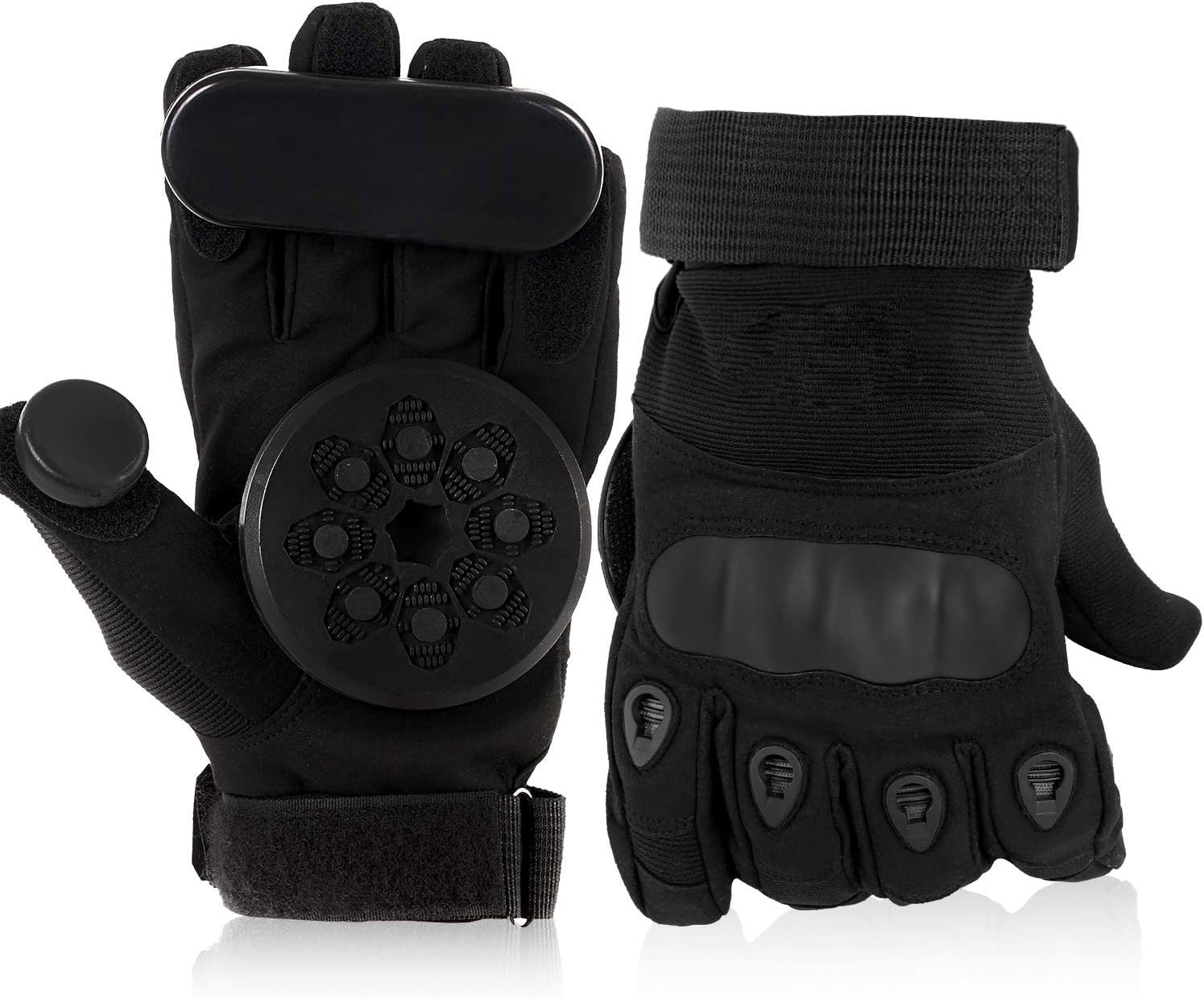 LOSENKA Professional Skateboard Gloves with Sliders,Standard Longboard Downhill Slide Gloves Skate Gloves with 2 Slider Puck Set