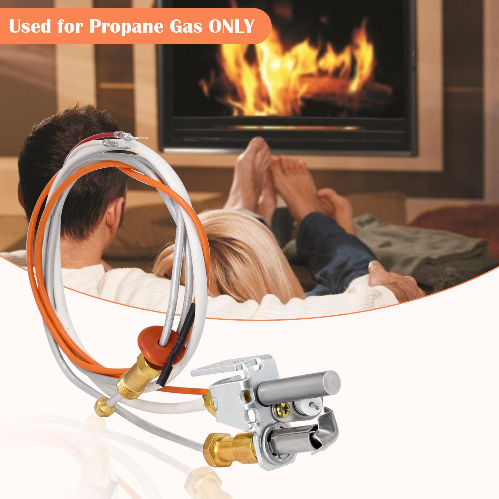 Hiorucet 446-513A Pilot Assembly Propane Gas Kit for Heat N Glo Fireplaces and Gas Log Sets, Heat-N-Glo SL2000, 4000, 5000, 6000 Model, SRV446-513A LP Pilot Assembly Replacement Parts with Thermopile.