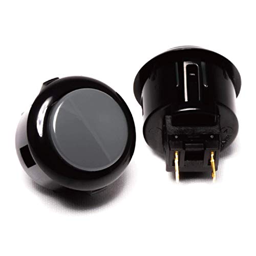 SANWA 2 pcs OBSF-30 Original Push Button 30mm - for Arcade Jamma Video Game & Arcade Joystick Games Console (Gray) S@NWA