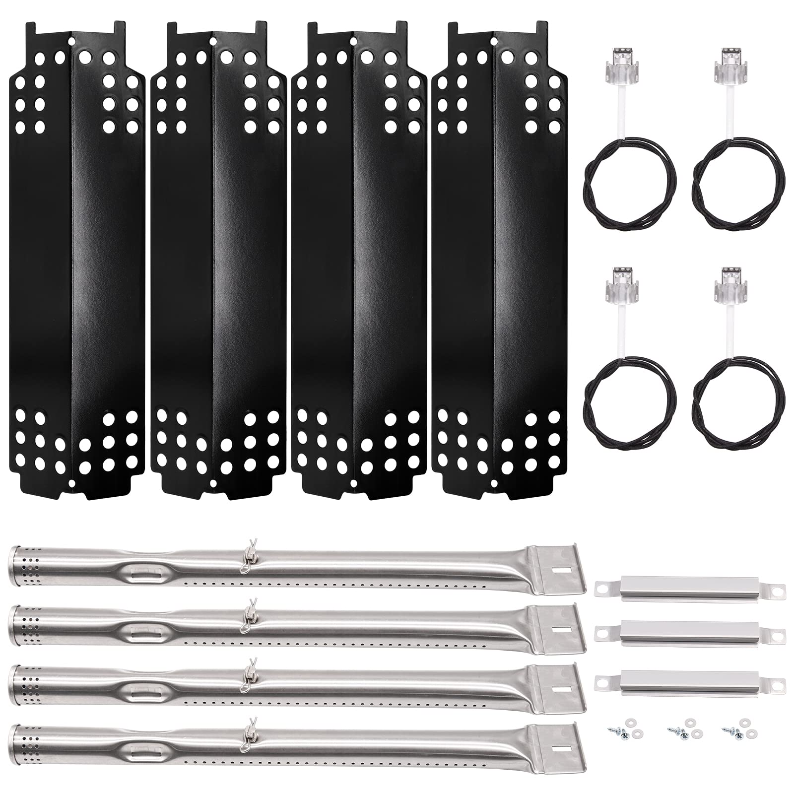 Aibabcue Grill Replacement Parts for Charbroil 463436215, 463436214, 463436213, 467300115, 463234413, 461334813, 466436213 Grill Model, Heat Plate Burner Cover, Grill Burner, Carryover Tube, Igniter