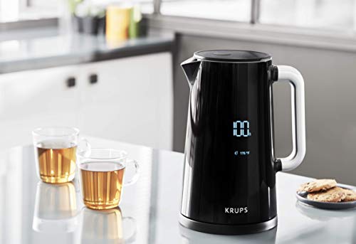 KRUPS BW801852 Smart Temp Digital Kettle: Prepare tea and coffee. Full Stainless Interior and Safety Off, 1.7-Liter, Black