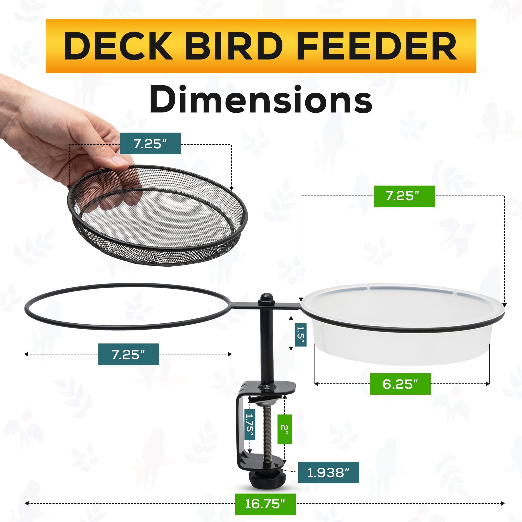 Bird Feeders for Outdoors - Forest & Twelfth Platform Bird Feeder Stand, Weather Proof Bird Water Feeder for Balcony Railing, 360° Rotation Standing Bird Feeder with Seed & Water Trays and Feed Scoop