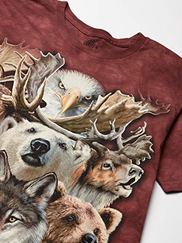 The Mountain Northern Wildlife Collage Adult T-Shirt, Brown, Medium