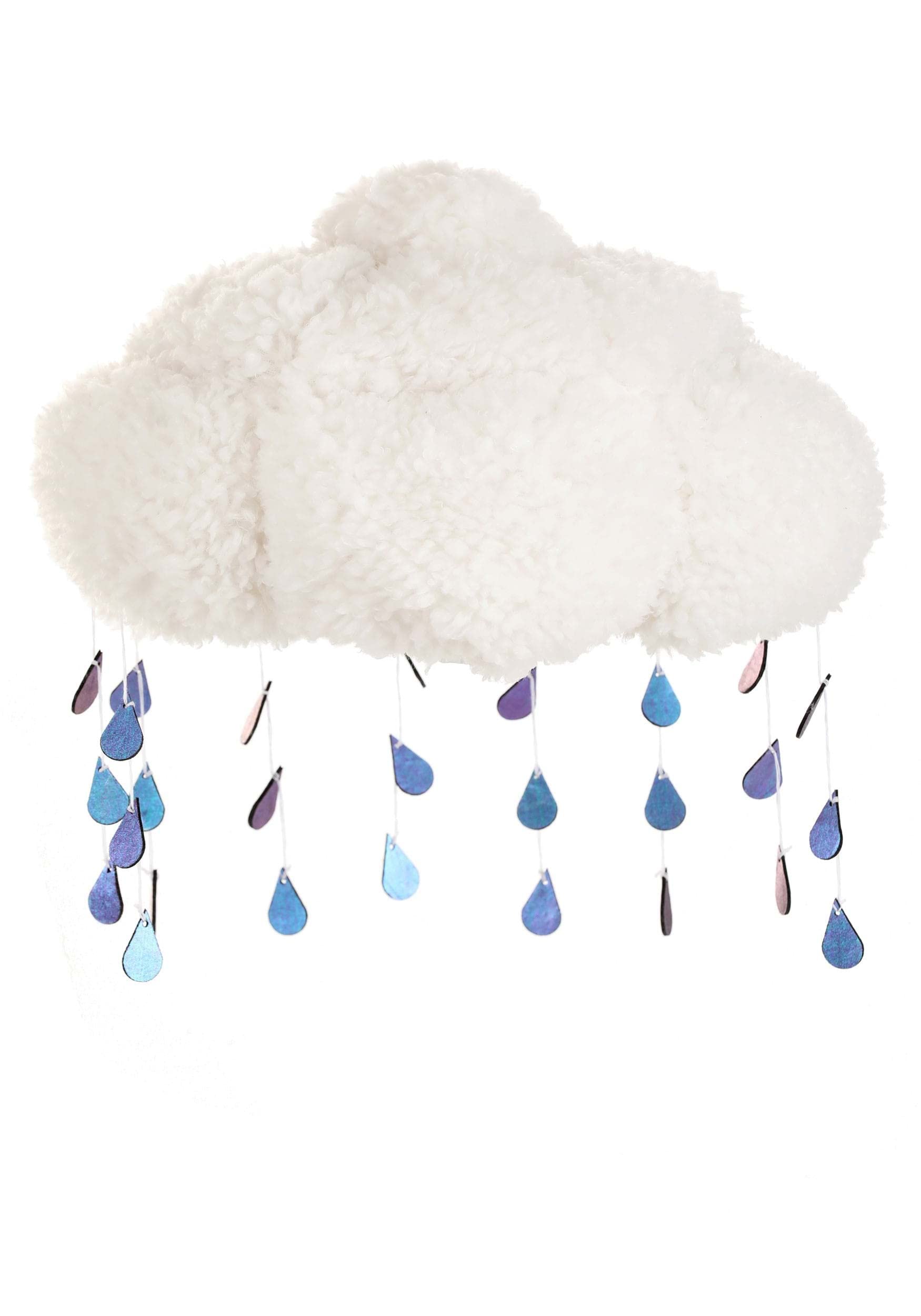 elope Adult Sherpa Light-Up Rain Cloud Costume Hat - LED Cloud Hat with Iridescent Raindrops - Standard