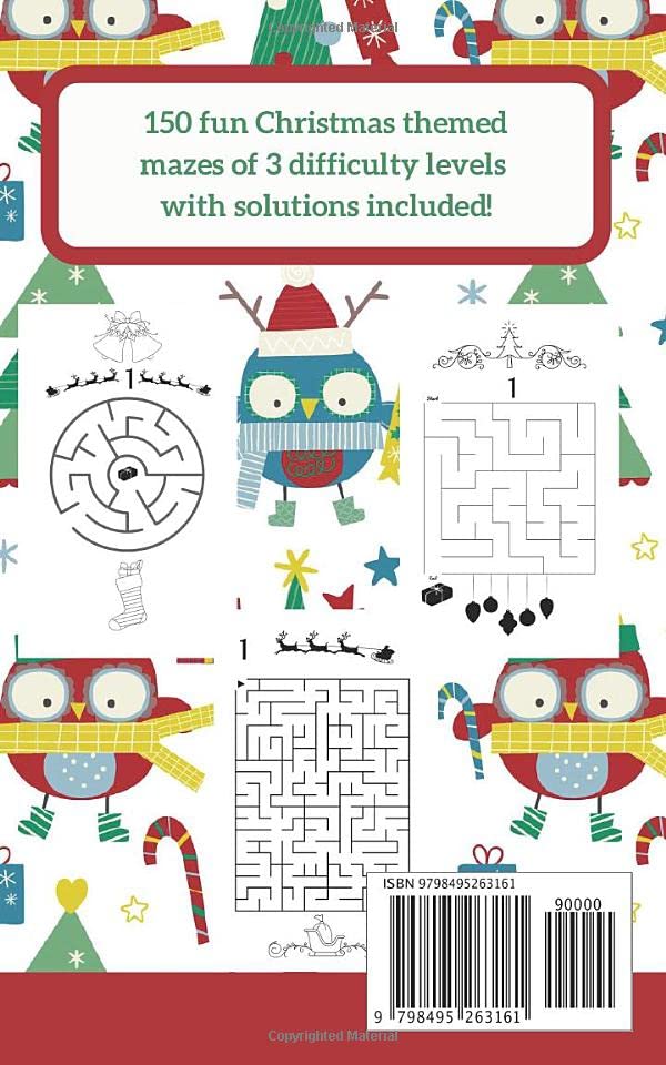 Christmas Mazes Book for Kids: Stocking Stuffers for Kids: Christmas Activity Book with 150 Maze Puzzles for Kids 4-8, 9-12