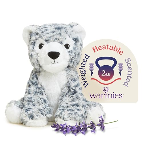 Warmies Microwavable & Weighted Stuffed Animals, Snow Leopard - Heated Stuffed Animal Plushie for Warmth & Comfort - Cute Soft Plush Toys for Adults & Children (Boys, Girls, Babies & Toddlers)