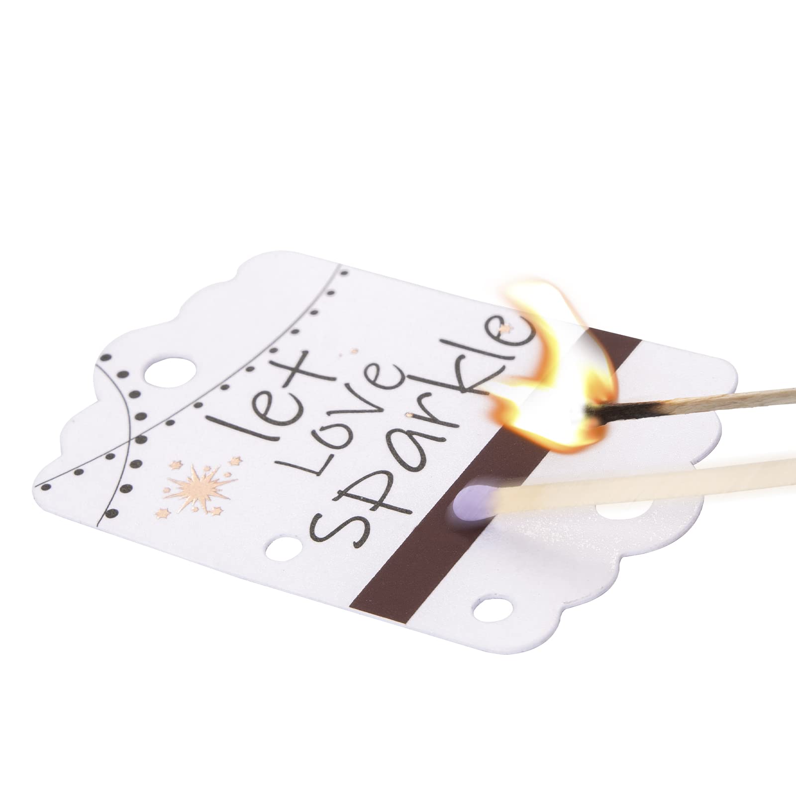 100pcs Cute Wedding Sparkler Tags with Match Holder and Striker Let Love Sparkle Send Off,Pearl White