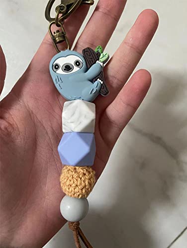 Lemua Sloth Gift for Men Boys Sloth Keychain Blue Key Chains