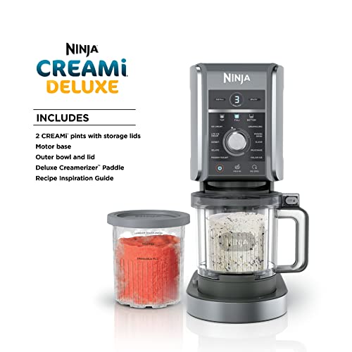 Ninja NC501 CREAMi Deluxe 11-in-1 Ice Cream & Frozen Treat Maker for Ice Cream, Sorbet, Milkshakes, Frozen Drinks & More, 11 Programs, with 2 XL Family Size Pint Containers, Perfect for Kids, Silver