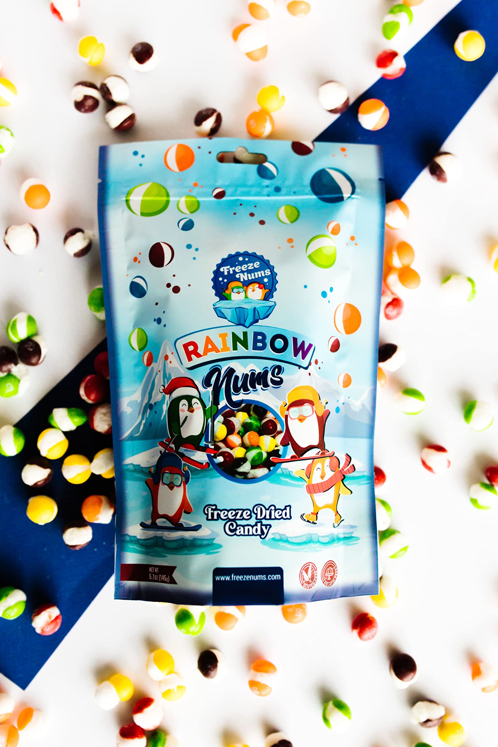 Rainbow Nums 5.1 Ounce - Freeze Dried Candy Fun Unique Candy - Featured on Tik Tok - Original Fruit Flavor Strawberry, Green Apple, Grape, Lemon & Orange