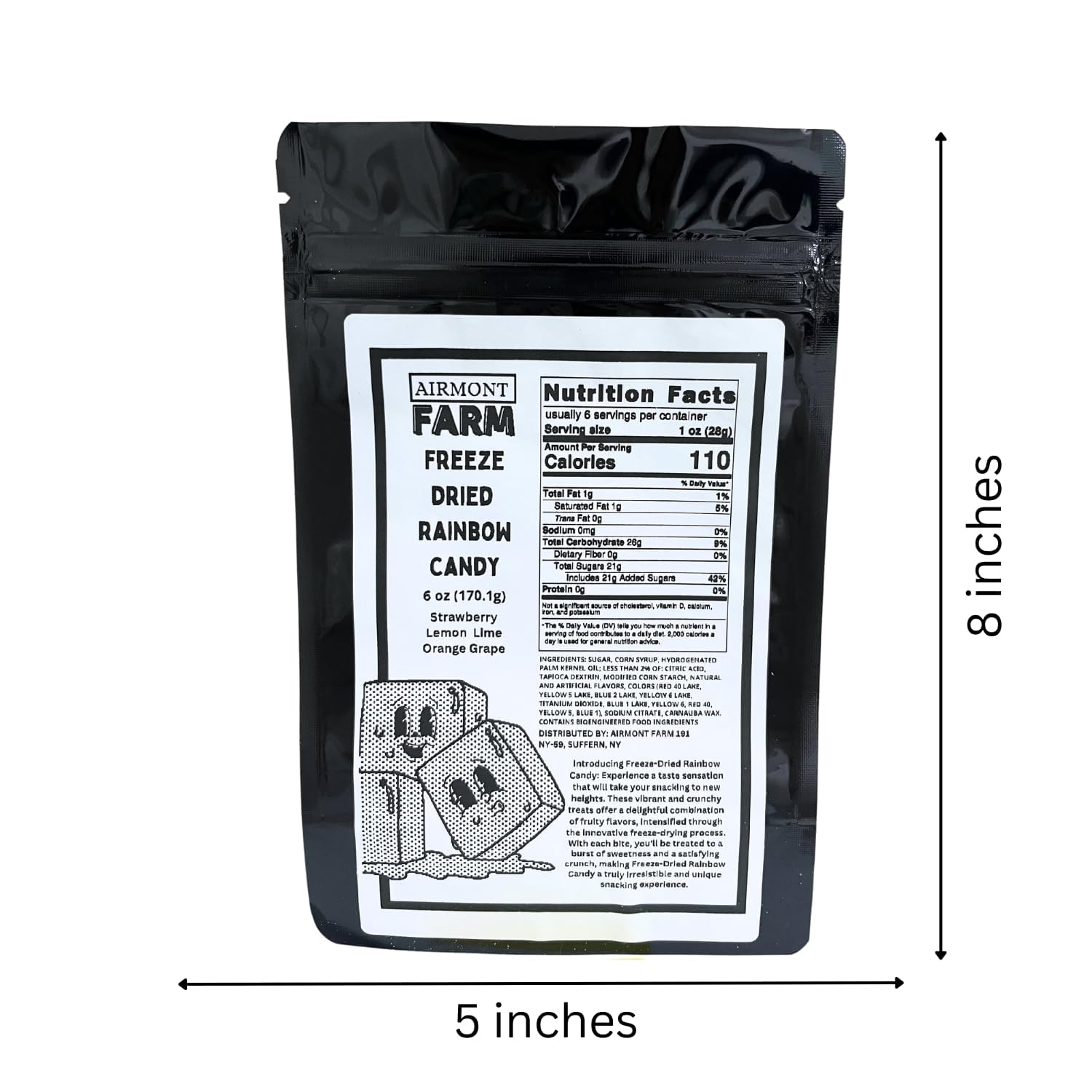 Freeze Dried Rainbow Candy 6oz- Ships In Box - Deliciously Crunchy, Intense Flavor, Lightweight Snack - Resealable Bag (Original 6oz)