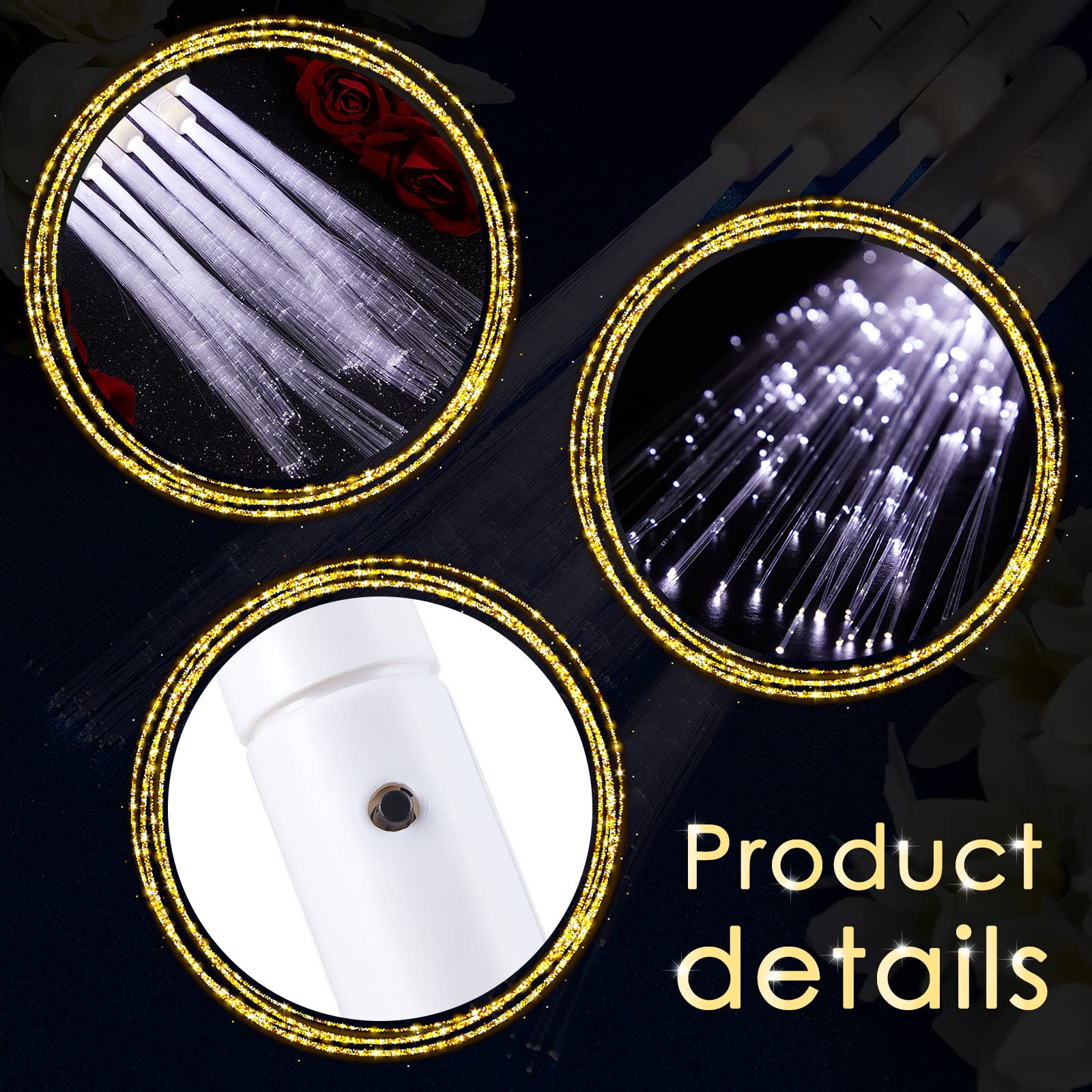 Fiber Optic Wand White Glow Sticks Long Light up Wedding Wand LED Magic Flashing Sparklers with 3 Light Modes for Wedding Bridal Shower Birthday Glow in the Dark Party Supplies, 14 Inch (18 Pieces)