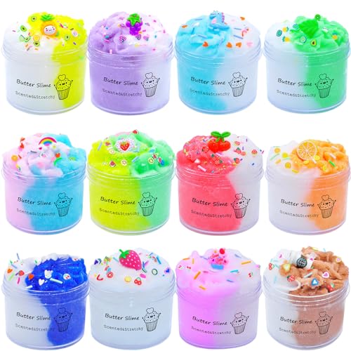 12Pack Cloud Slime Supplies Stress Relief Toy Scented DIY Putty Sludge Toy Gifts for Girls and Boys