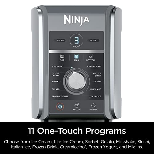 Ninja NC501 CREAMi Deluxe 11-in-1 Ice Cream & Frozen Treat Maker for Ice Cream, Sorbet, Milkshakes, Frozen Drinks & More, 11 Programs, with 2 XL Family Size Pint Containers, Perfect for Kids, Silver
