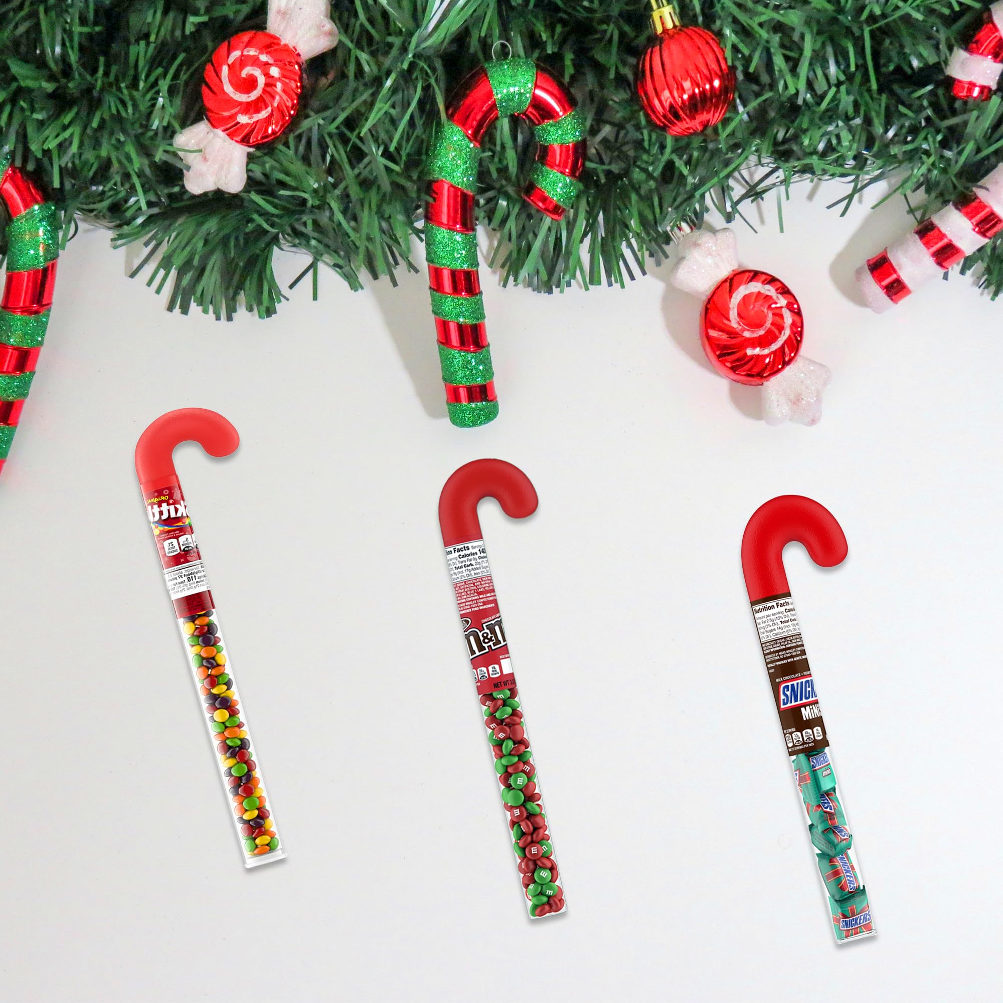 Mini Chocolates Candy Cane Tube- 3 Pack, Christmas Candy Canes Filled With Candy, Candy Canes with Chocolate