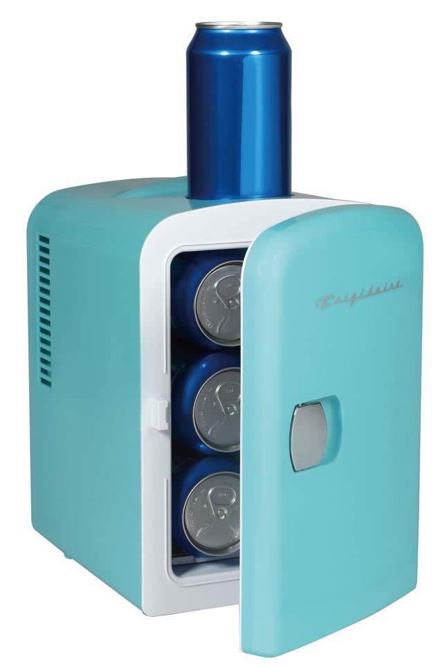 Frigidaire BLUE EFMIS149_AMZ Mini Portable Compact Personal Cooler Fridge, 4 Liter Capacity Chills Six 12 oz Cans, 100% Freon-Free & Eco Friendly, Includes Plugs for Home Outlet, standard