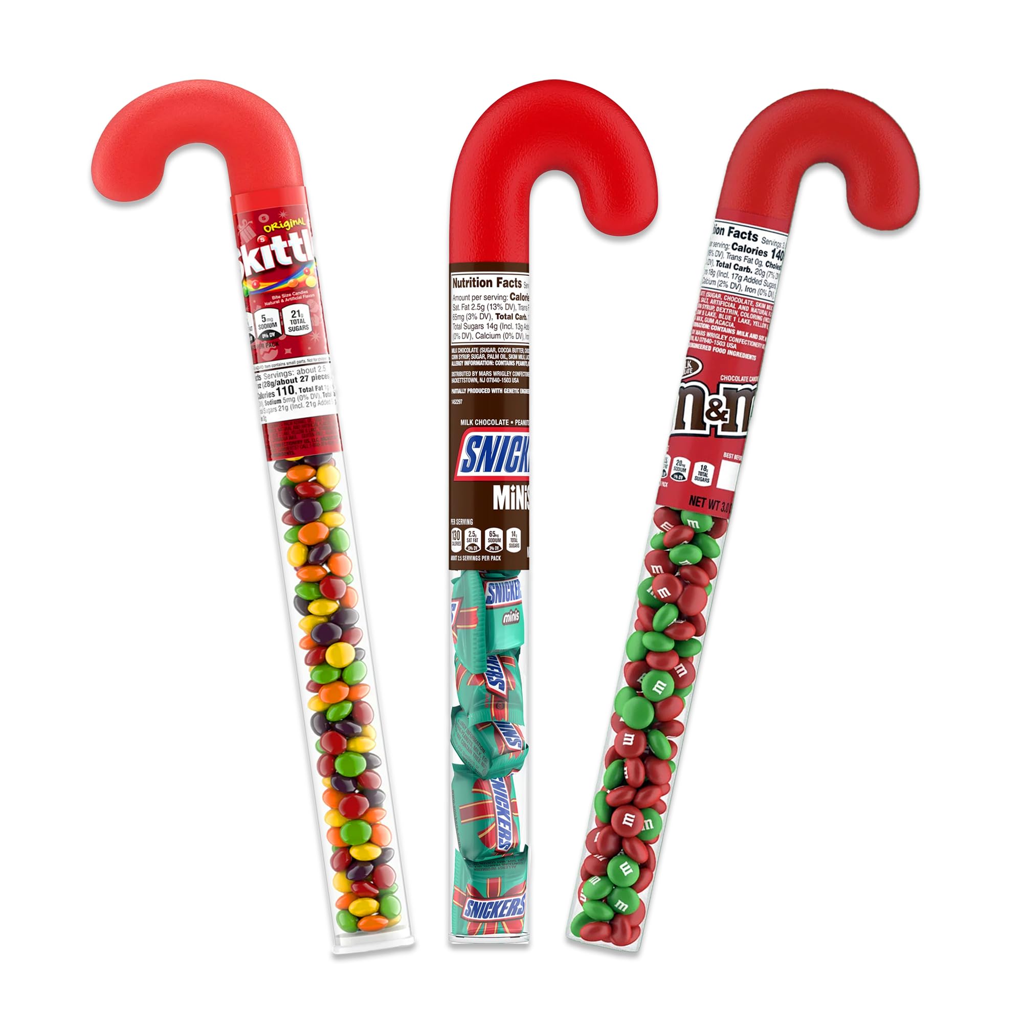 Mini Chocolates Candy Cane Tube- 3 Pack, Christmas Candy Canes Filled With Candy, Candy Canes with Chocolate