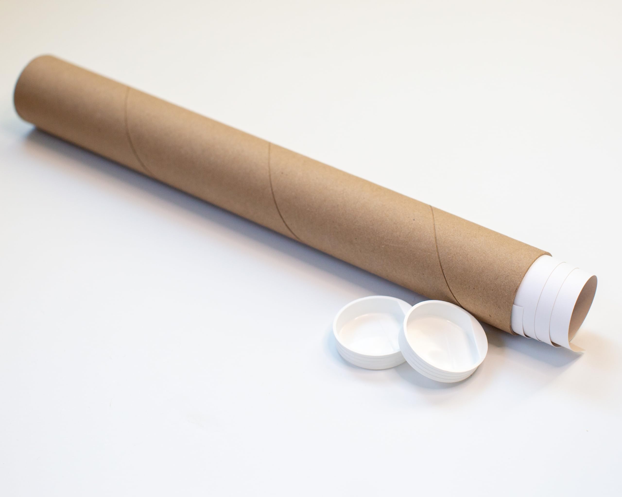 Packhorse Supply | 2-pack Kraft Mailing Tubes with Caps | 2-inch x 12-inch Usable (13" total length) | Heavy-Duty Cardboard Poster Tubes for Shipping and Storage of Documents and Art