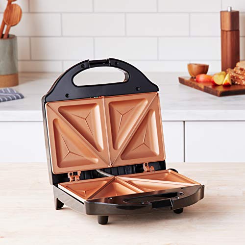 Gotham Steel Sandwich Maker, Toaster Panini Press Breakfast Sandwich Maker with Nonstick Surface, Makes 2 Sandwiches in Minutes, with Easy Cut Edges and Indicator Lights, College Dorm Room Essentials