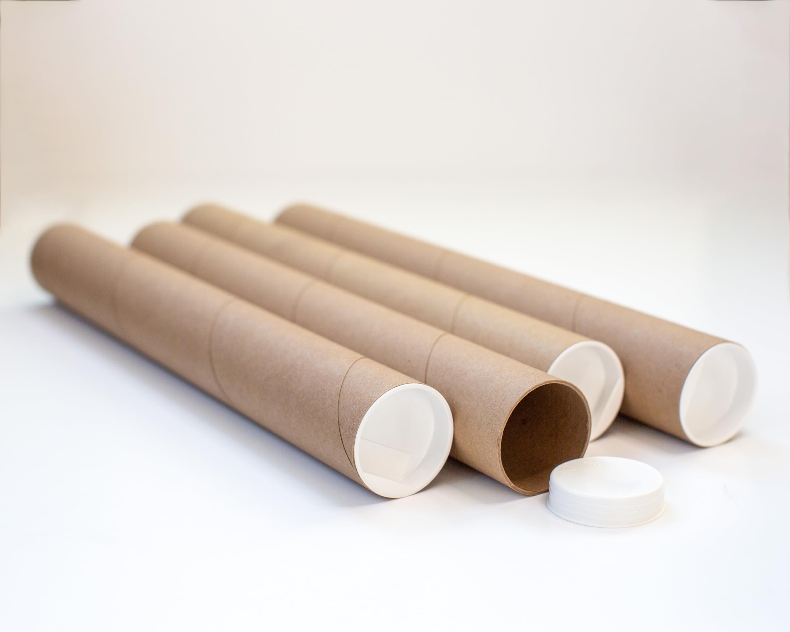Packhorse Supply | 2-pack Kraft Mailing Tubes with Caps | 2-inch x 12-inch Usable (13" total length) | Heavy-Duty Cardboard Poster Tubes for Shipping and Storage of Documents and Art