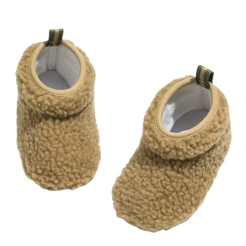 KIDSUN Infant Baby Boy Girl Cozy Fleece Bootie Newborn Stay On Slipper Winter Warm Gripper Non-Slip Crib Shoes