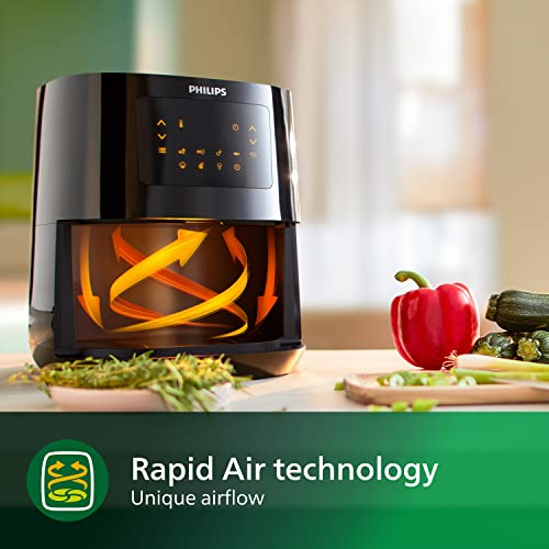 Philips 3000 Series Air Fryer Essential Compact with Rapid Air Technology, 13-in-1 Cooking Functions to Fry, Bake, Grill, Roast & Reheat with up to 90% Less Fat*, Black, 4.1L capacity, (HD9252/91)