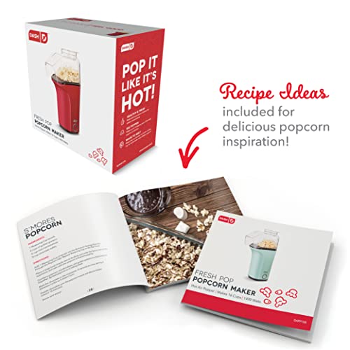 DASH Hot Air Popcorn Popper Maker with Measuring Cup to Portion Popping Corn Kernels + Melt Butter, 16 Cups - Red