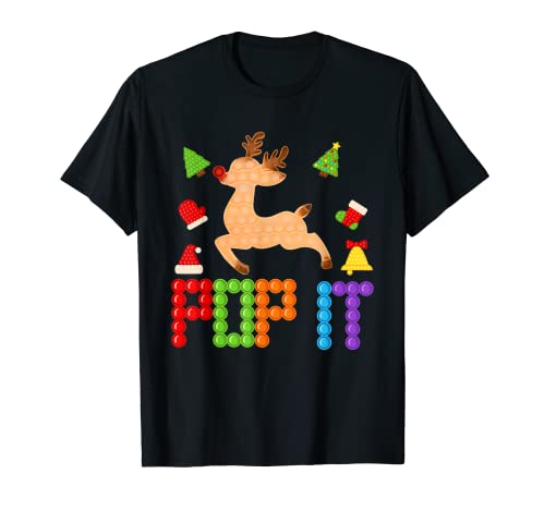 Cute Pop It Reindeer Fidget Toy Christmas For Kids Boys Girl T-Shirt