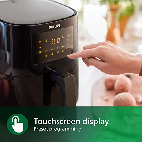Philips 3000 Series Air Fryer Essential Compact with Rapid Air Technology, 13-in-1 Cooking Functions to Fry, Bake, Grill, Roast & Reheat with up to 90% Less Fat*, Black, 4.1L capacity, (HD9252/91)
