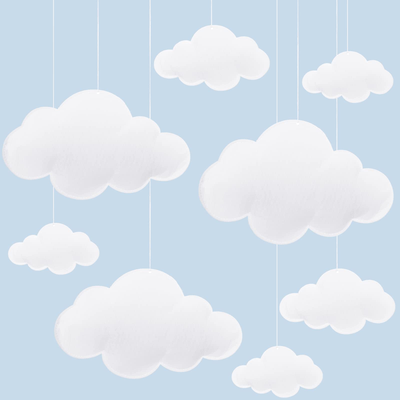 8 Pcs 3D Cloud Decoration Hanging for Ceiling Party Decoration Cloud Ornament Hanging Ceiling Decor for Art Stage Birthday Wedding Baby Shower Nursery Children Bridal Room Party(Delicate,White)