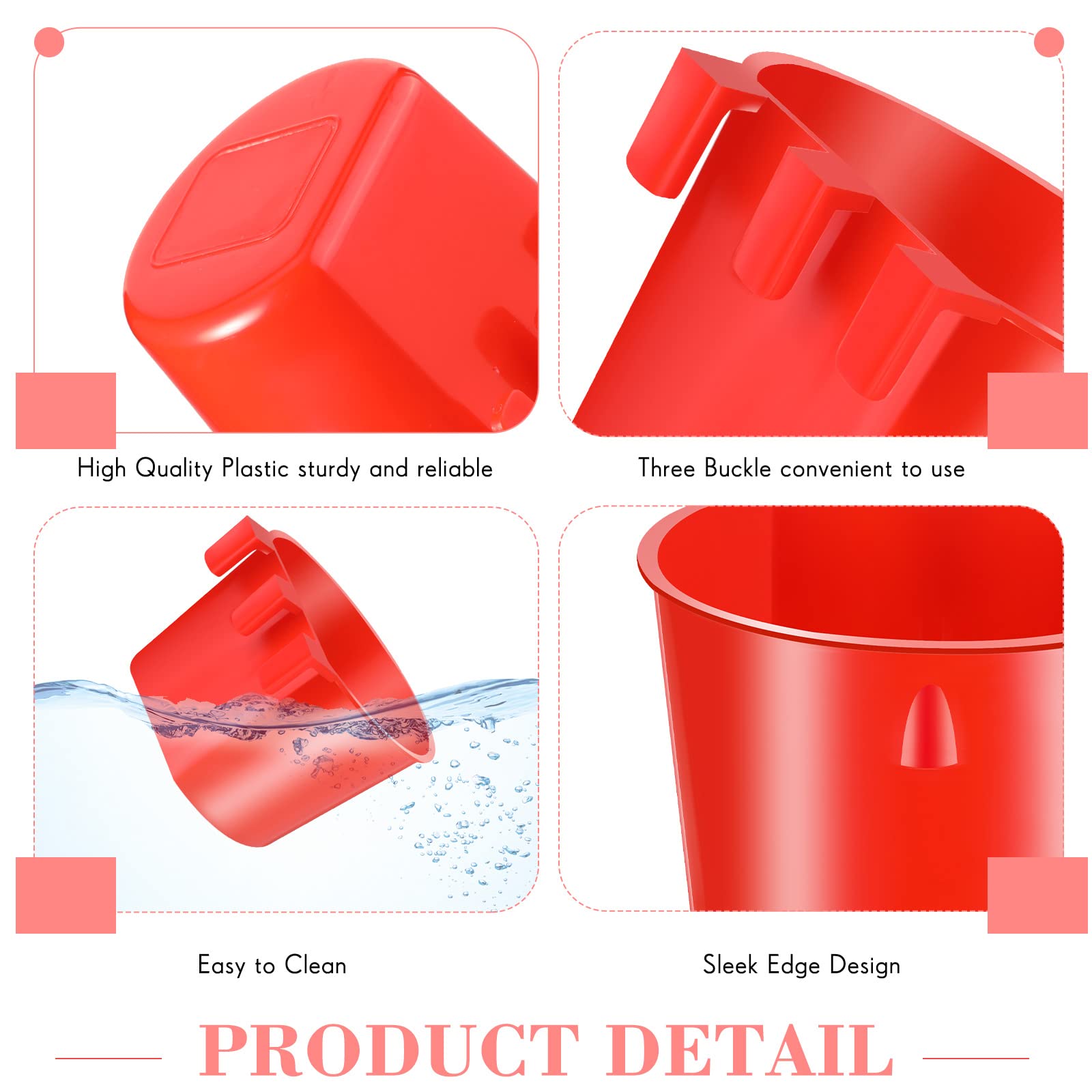 Sumind 60 Pieces Cage Cups Birds Hanging Feeders Seed Bowl 8 oz Plastic Chicken Feeder Water Bowl Hanging Chicken Waterer Feeding Watering Dish Coop Cups for Gamefowl Parrot Parakeet Poultry(Red)