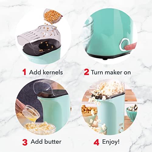 DASH Hot Air Popcorn Popper Maker with Measuring Cup to Portion Popping Corn Kernels + Melt Butter, 16 Cups - Red