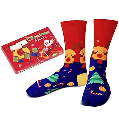 Funny Christmas Socks Box for Men Women Teen Boys Girls - Christmas Secret Santa Gifts Fun Novelty Funky Crazy Silly Cool Cute Santa Socks Xmas Gifts Stocking Stuffers