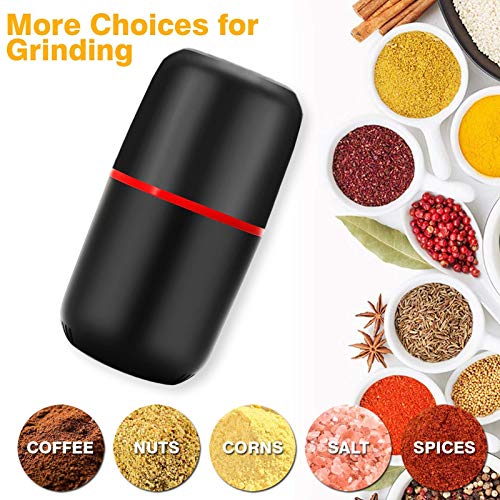 Herb Grinder Electric, Turimon Large Herbal/Coffee Grinders / Mill / Crusher for Spice and Herbs With Cleaning Brush - Black - 4.2 oz Capacity