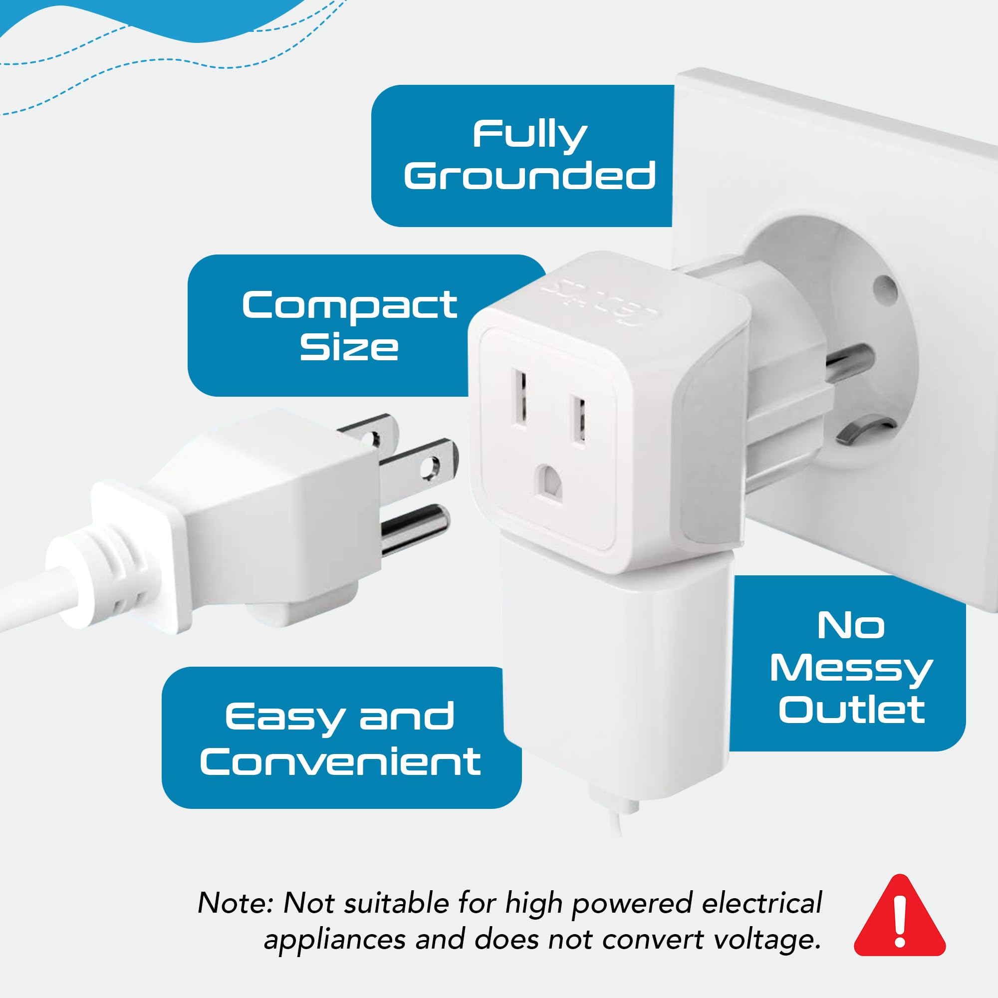 Ceptics Schuko Germany, France Plug Adapter, Dual Input - Ultra Compact Light Weight - Usa to Russia, South Korea Travel Adaptor Plug - Type E/F (3 Pack)