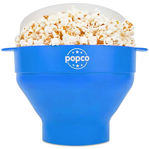 POPCO Silicone Microwave Popcorn Popper with Handles | Popcorn Maker | Collapsible Popcorn Bowl | BPA Free and Dishwasher Safe | 15 Colors Available (Light Blue) …