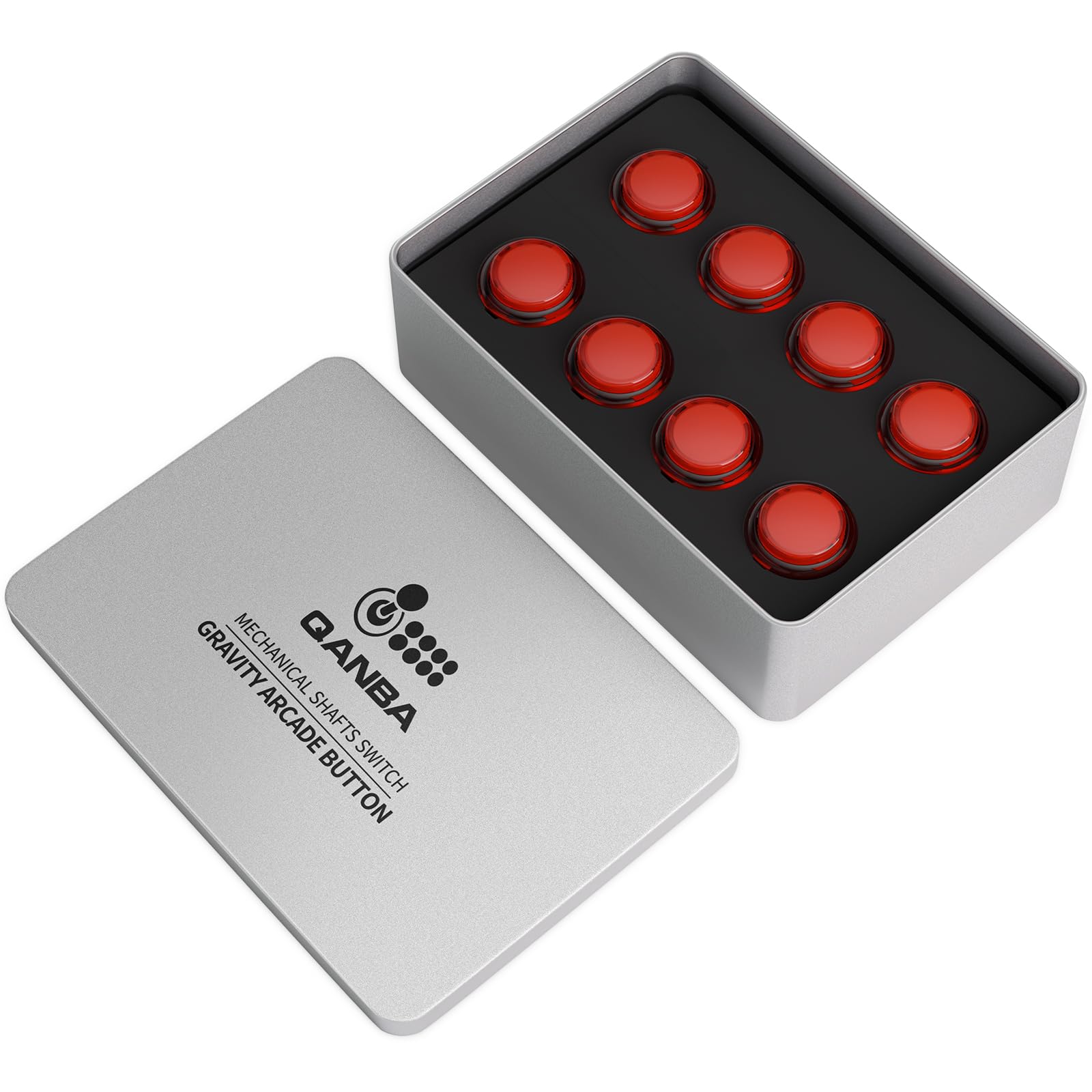 qanba Gravity KS Mechanical Shafts Silent Pushbutton 30mm Snap-In (Boxed (Clear Red D06(8 pcs)
